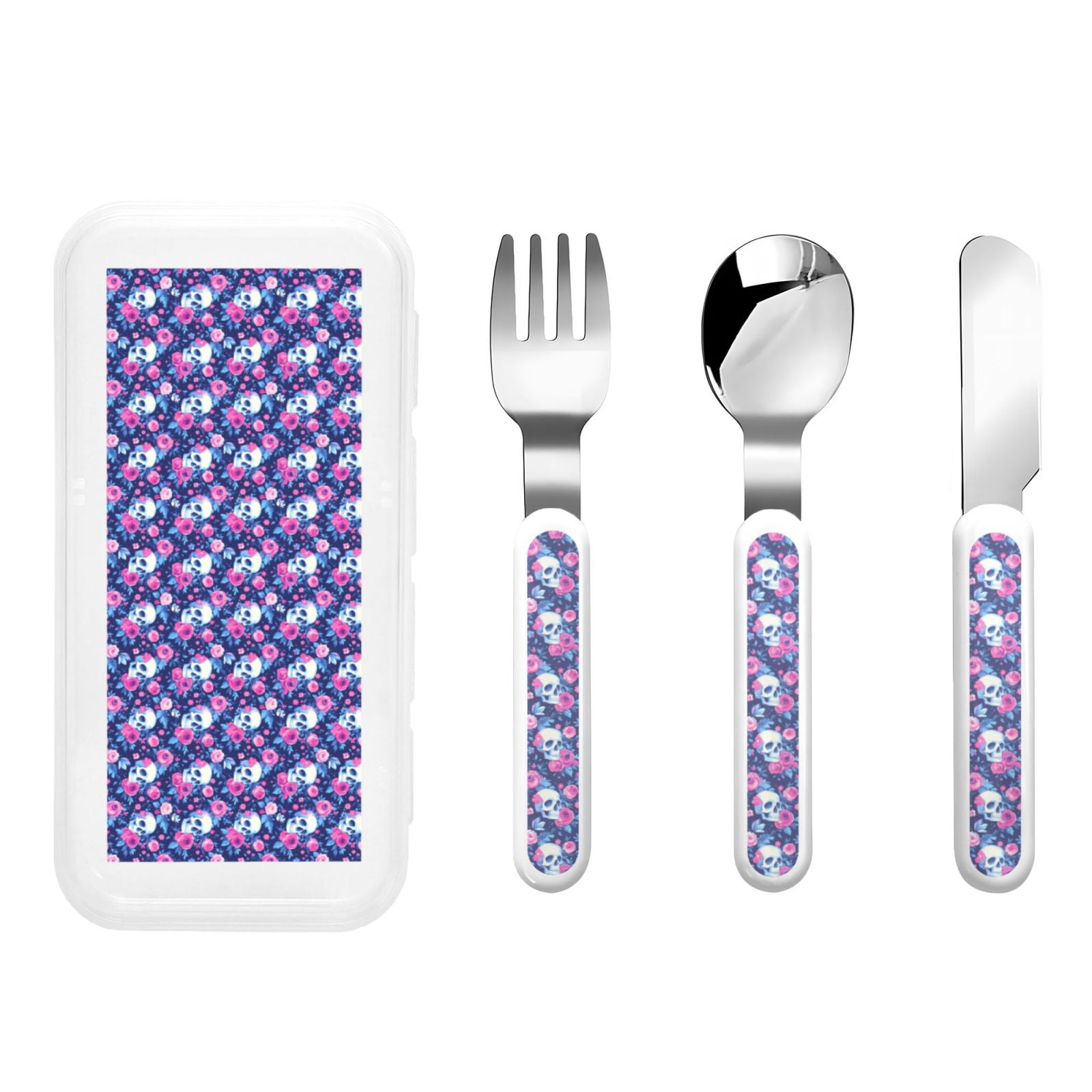 Gaeub Skull Flower Print 3-Piece Children Knife Spoon Fork Set ...