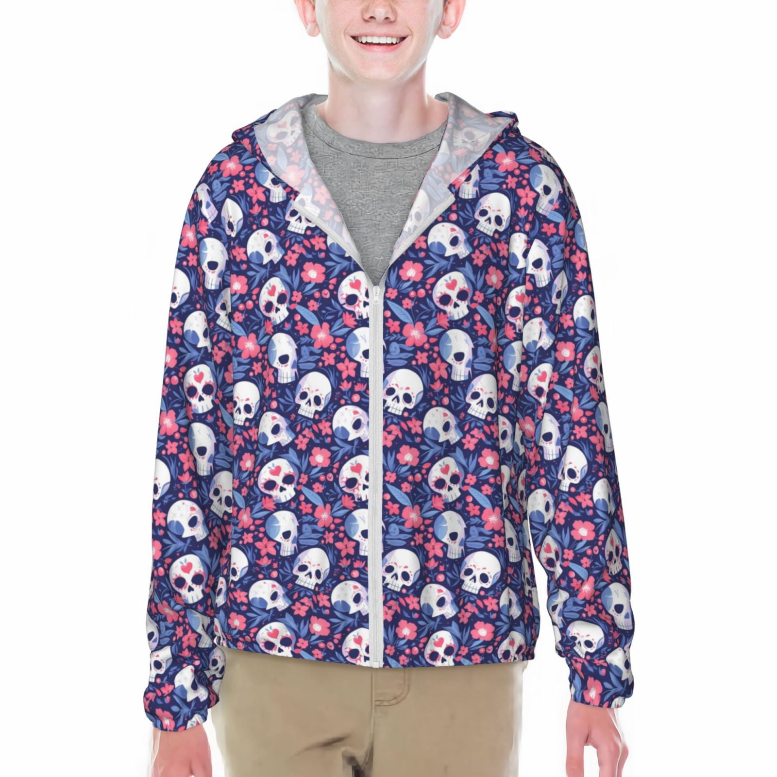 Gaeub Skull cartoon flower Printed Sun Protection Hoodie,Sun Protection ...