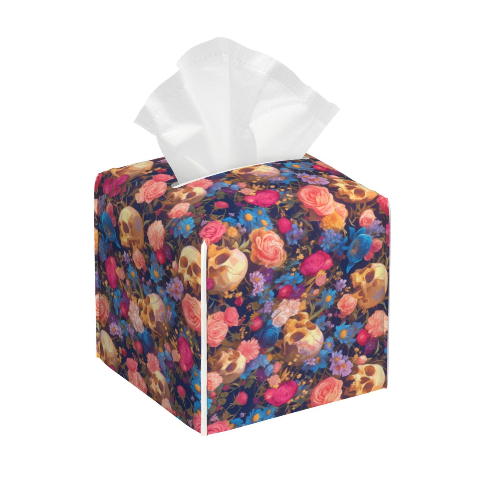 Gaeub Skull colorful daisy Print Leather Tissue Box Cover Square,Tissue ...
