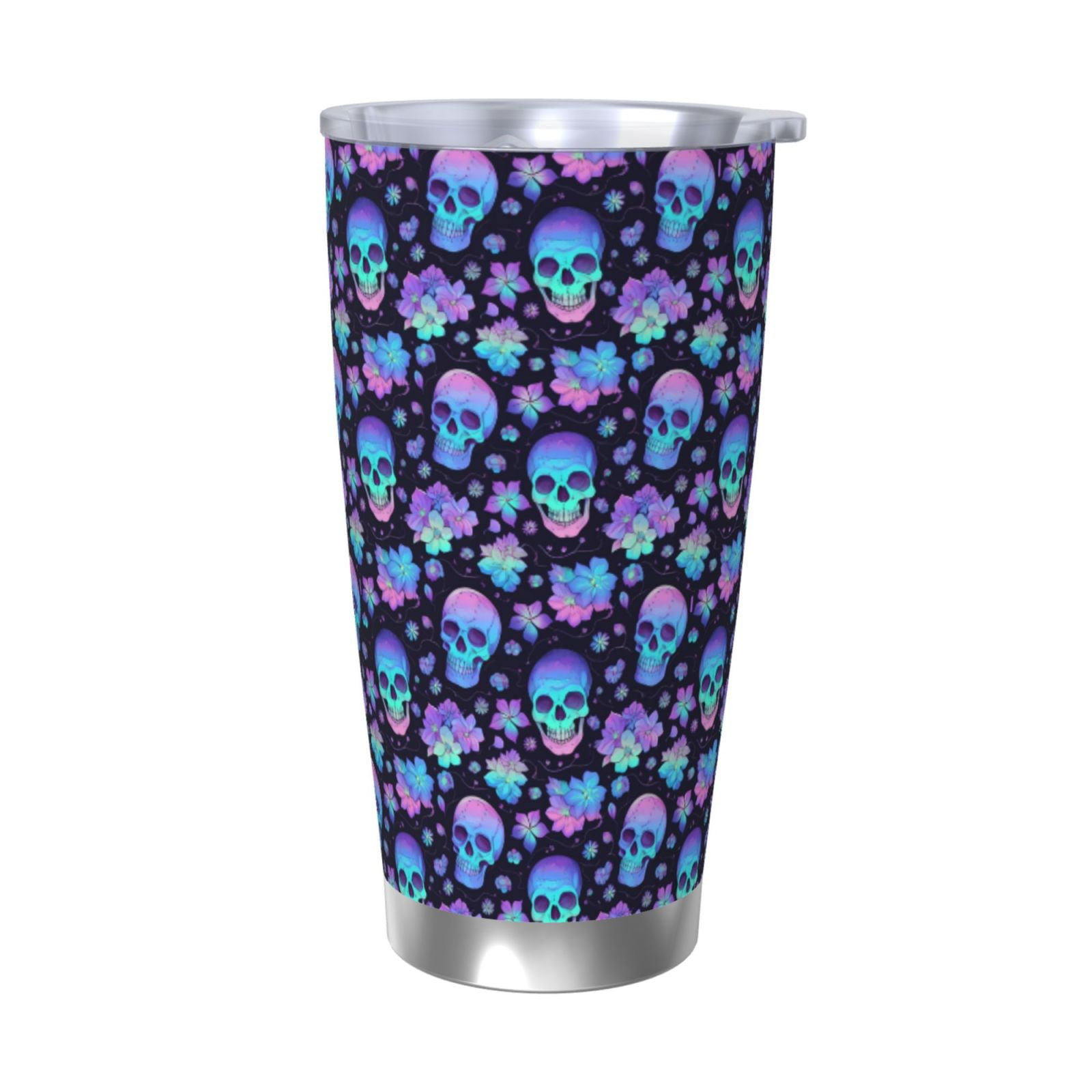 Gaeub Skull flower funny Print 20-Ounce Stainless Steel Car Cup ...