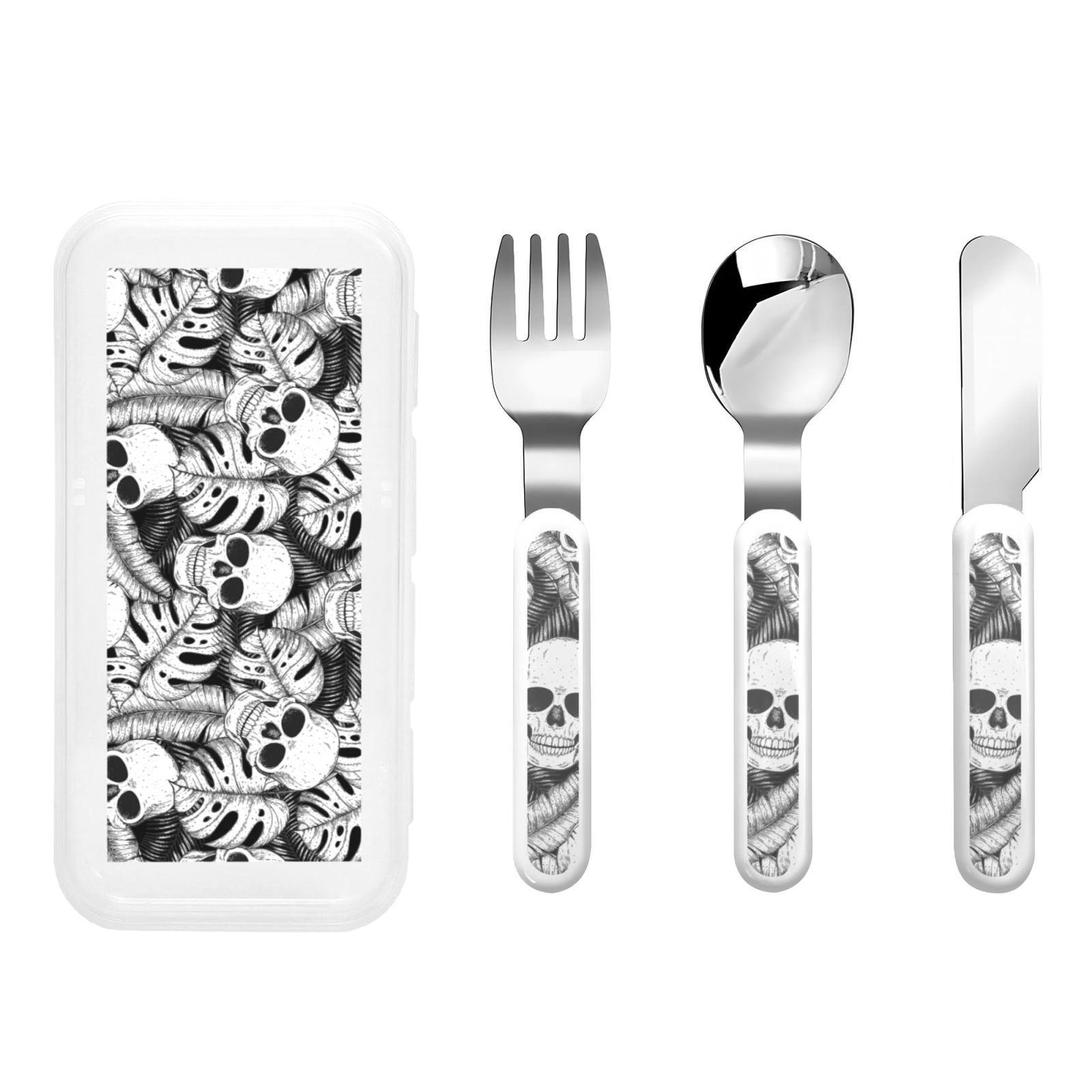 Gaeub Skull and palm leaves Print 3-Piece Children Knife Spoon Fork Set ...