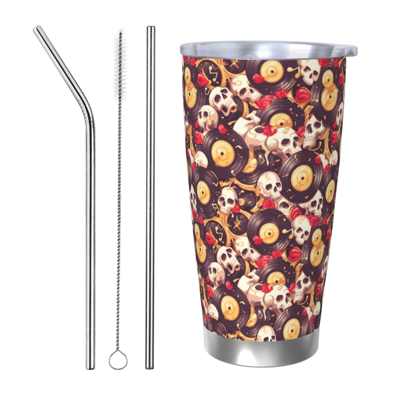 Gaeub Skull record lips Print 20-Ounce Stainless Steel Car Cup,Tumblers ...