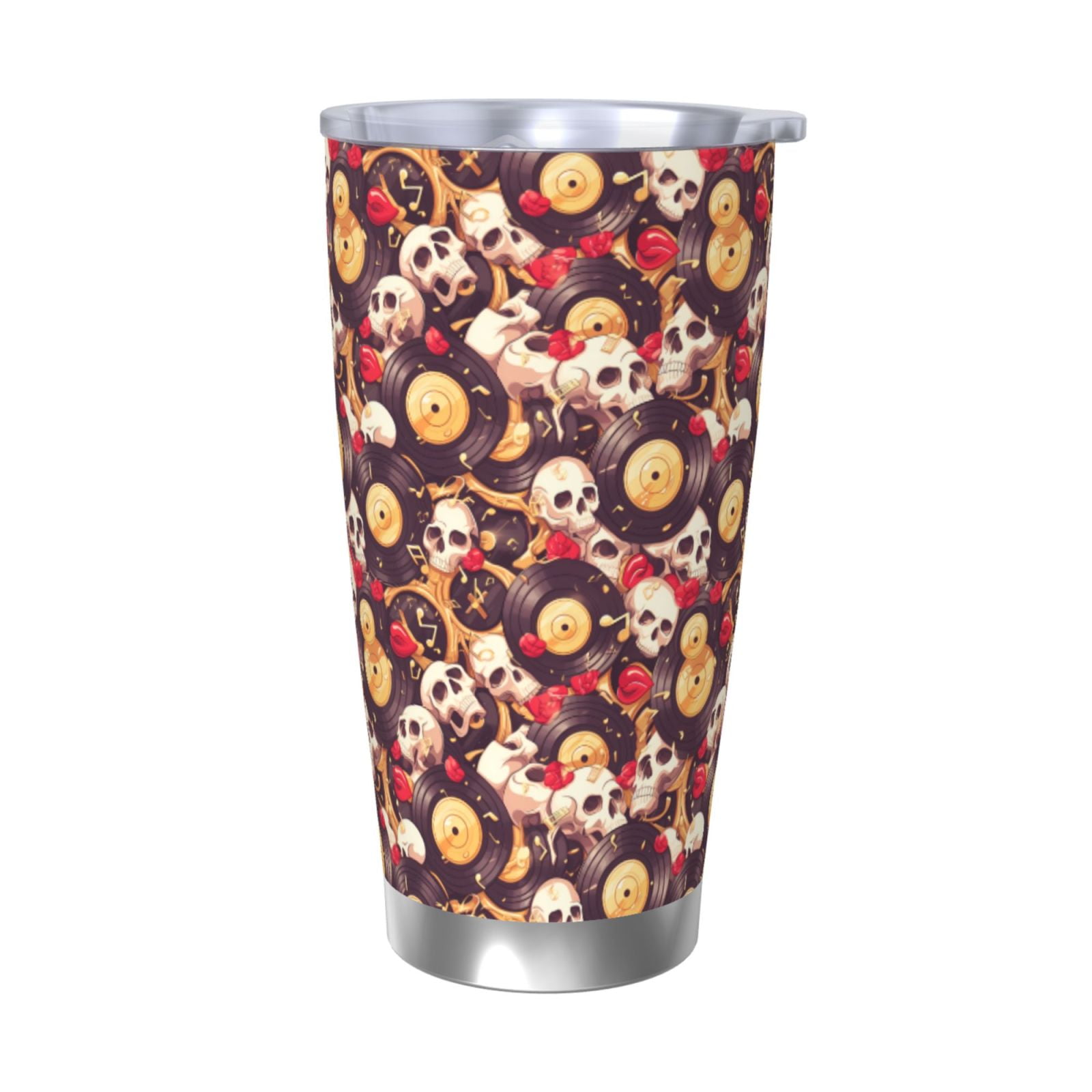 Gaeub Skull record lips Print 20-Ounce Stainless Steel Car Cup,Tumblers ...