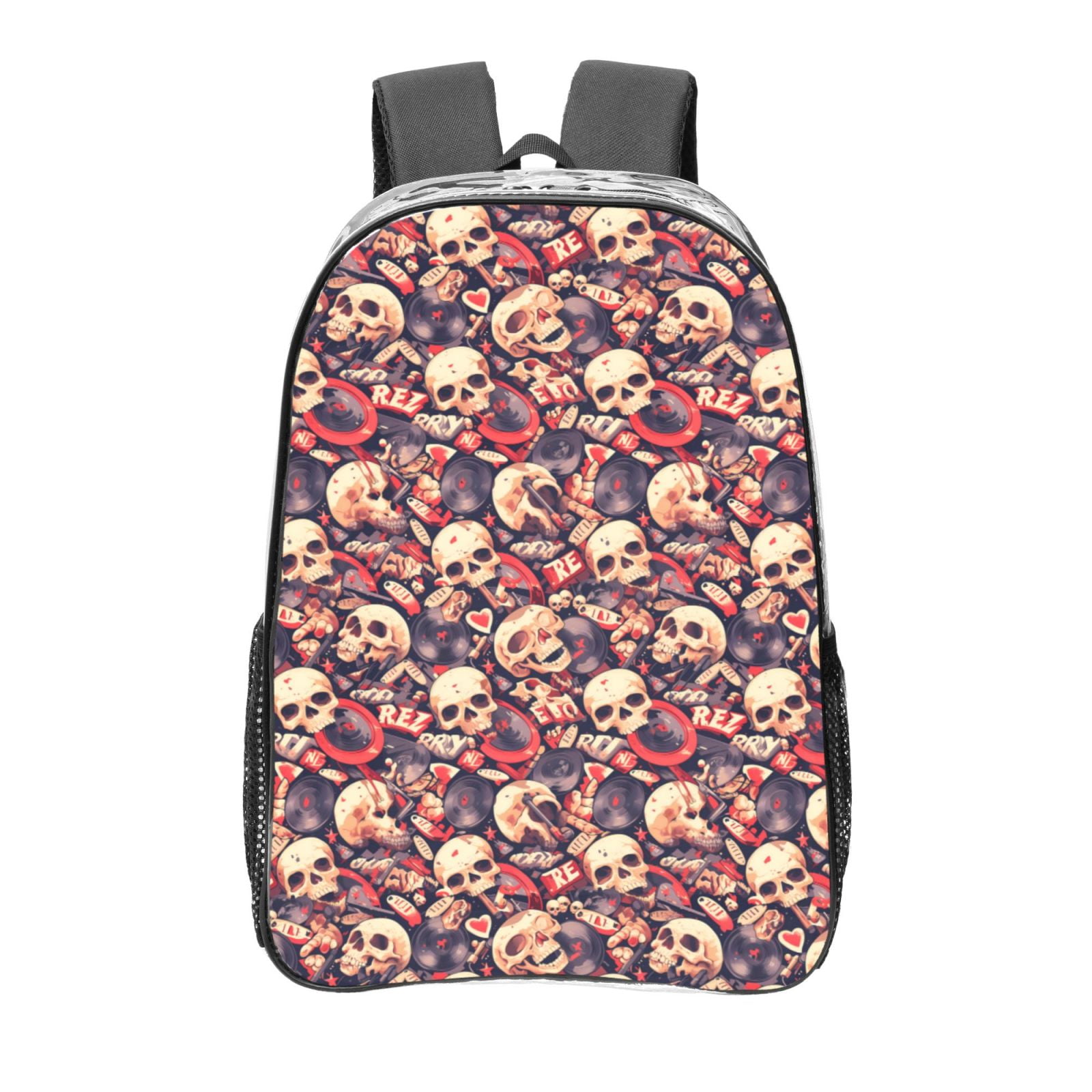 Gaeub Skull rock record artist Print Clear Backpack ,Clear Transparent ...