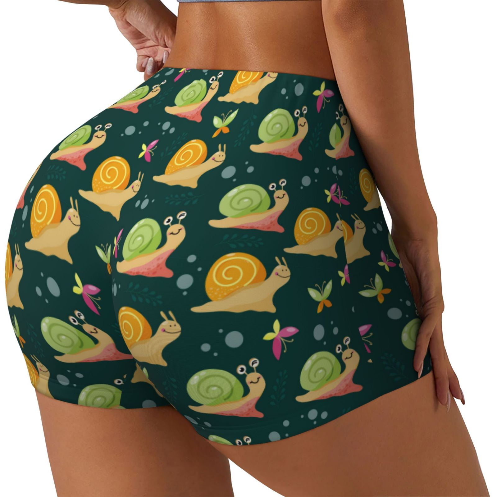 Gaeub Snails And Butterfies Print Workout Shorts for Women,Seamless ...