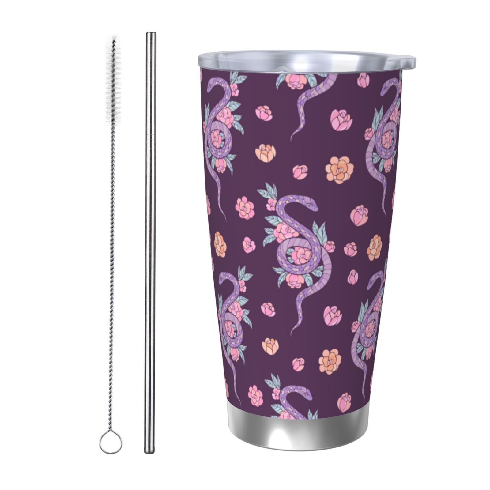 Gaeub Snake And Flower Print 20-Ounce Stainless Steel Car Cup,Tumblers ...
