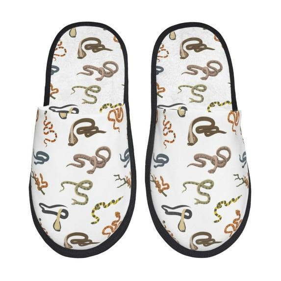 Gaeub Snake Print Women's Fuzzy Scuff Slippers,Women's Plush Slip on ...