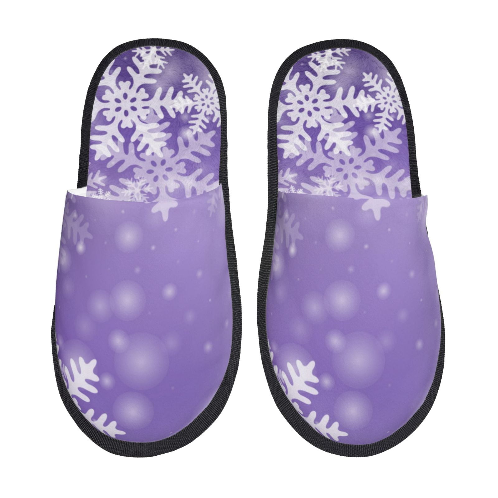 Gaeub Snowflakes Print Women's Fuzzy Scuff Slippers,Women's Plush Slip ...
