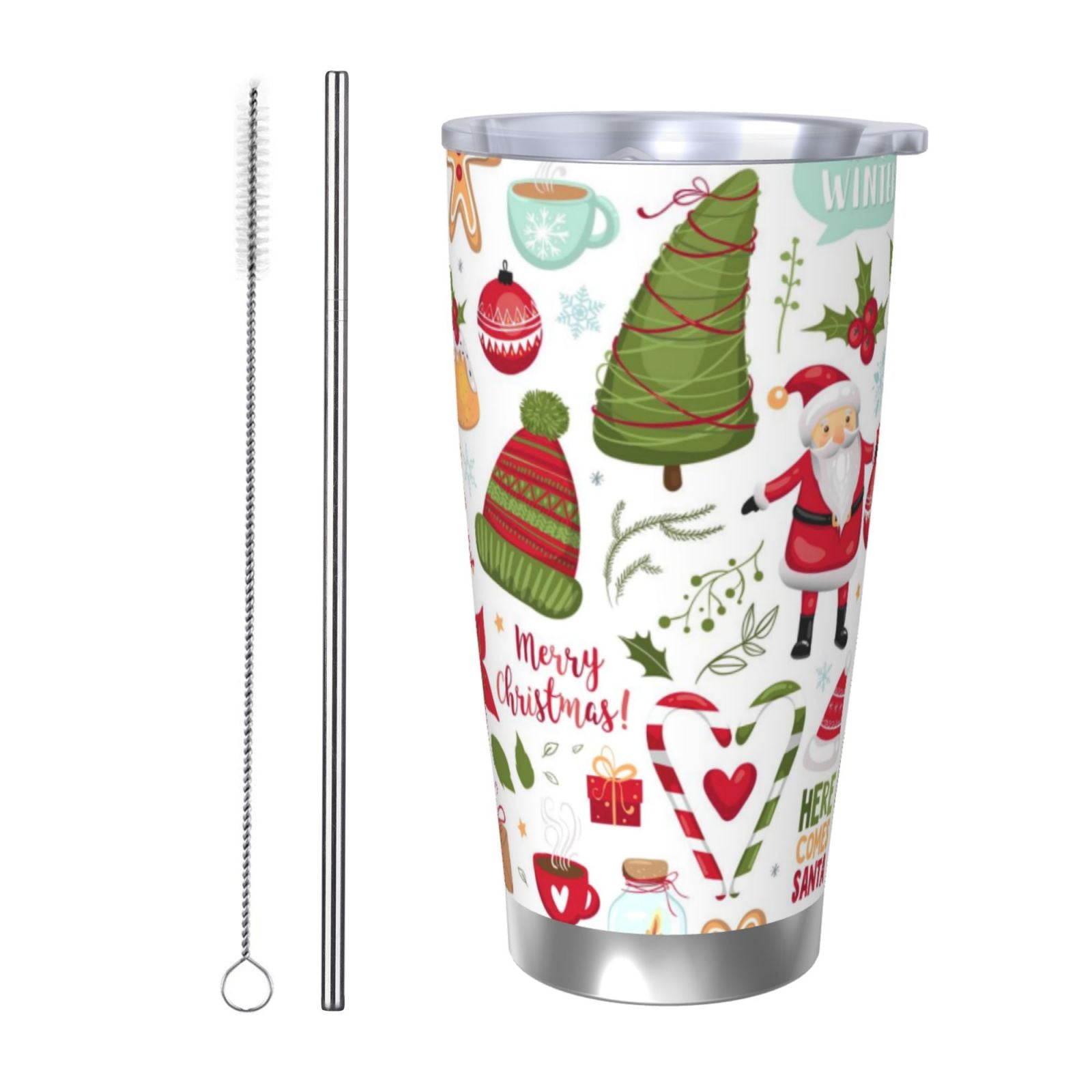 Gaeub Snowflakes Santa Claus Print 20-Ounce Stainless Steel Car Cup ...
