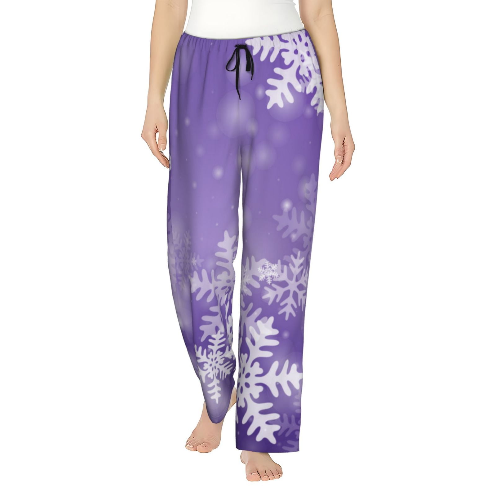 Gaeub Snowflakes Soft Pajama Pants for Women, Wide Leg Comfy Casual ...