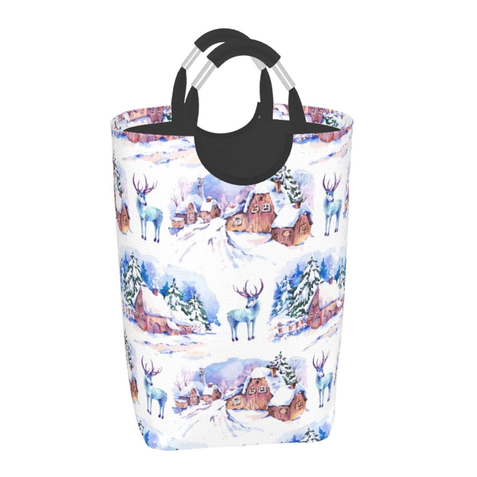 Gaeub Snowy Cottage Holiday Scene Print 50L Large Laundry Hampers with ...