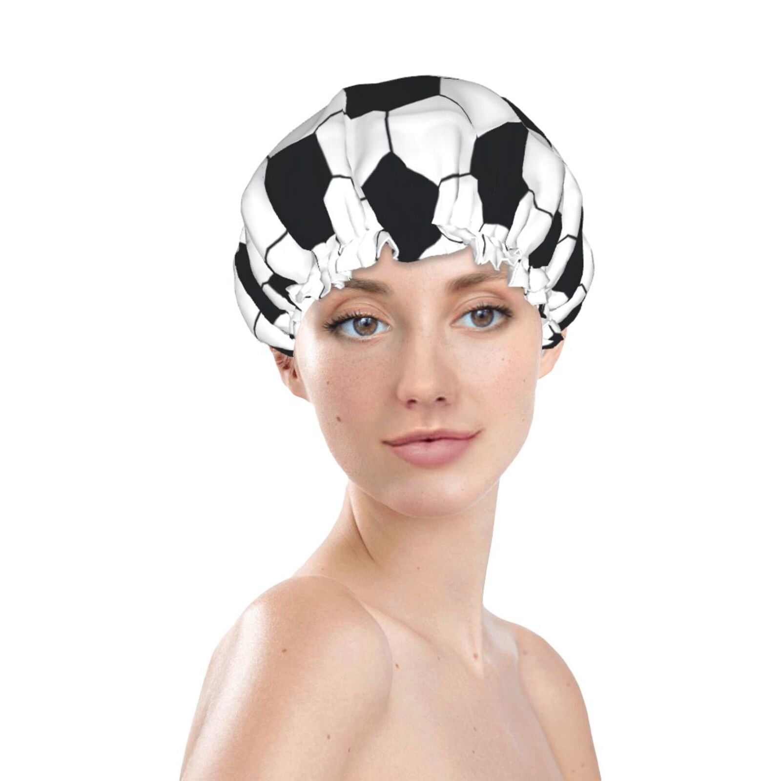 Gaeub Soccer Ball Shower Caps for Women Men,Double Waterproof Layers ...
