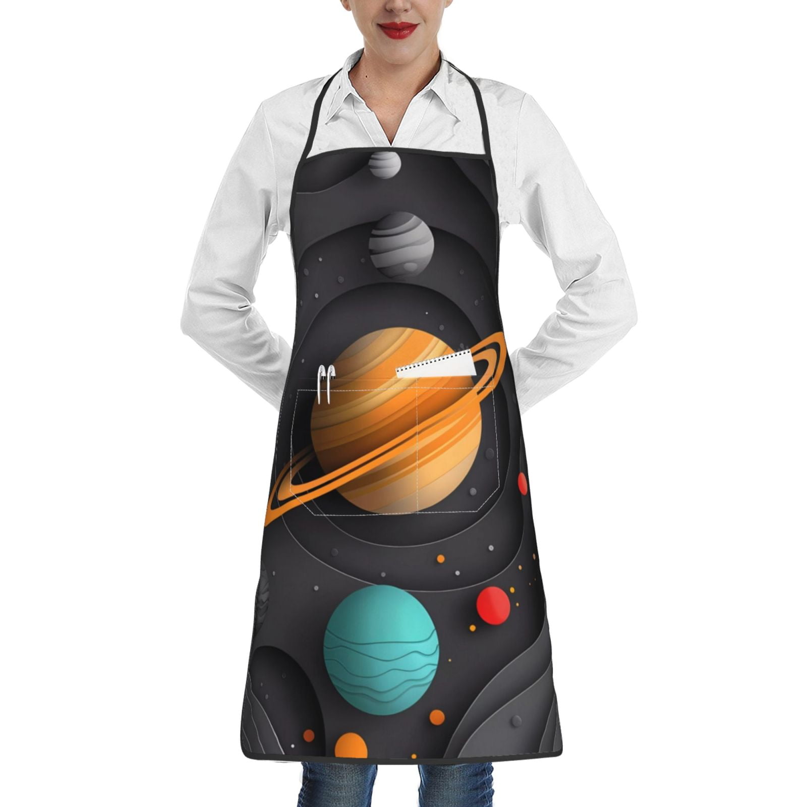 Gaeub Solar System Paper Art Kitchen Cooking Aprons Adjustable Bib ...