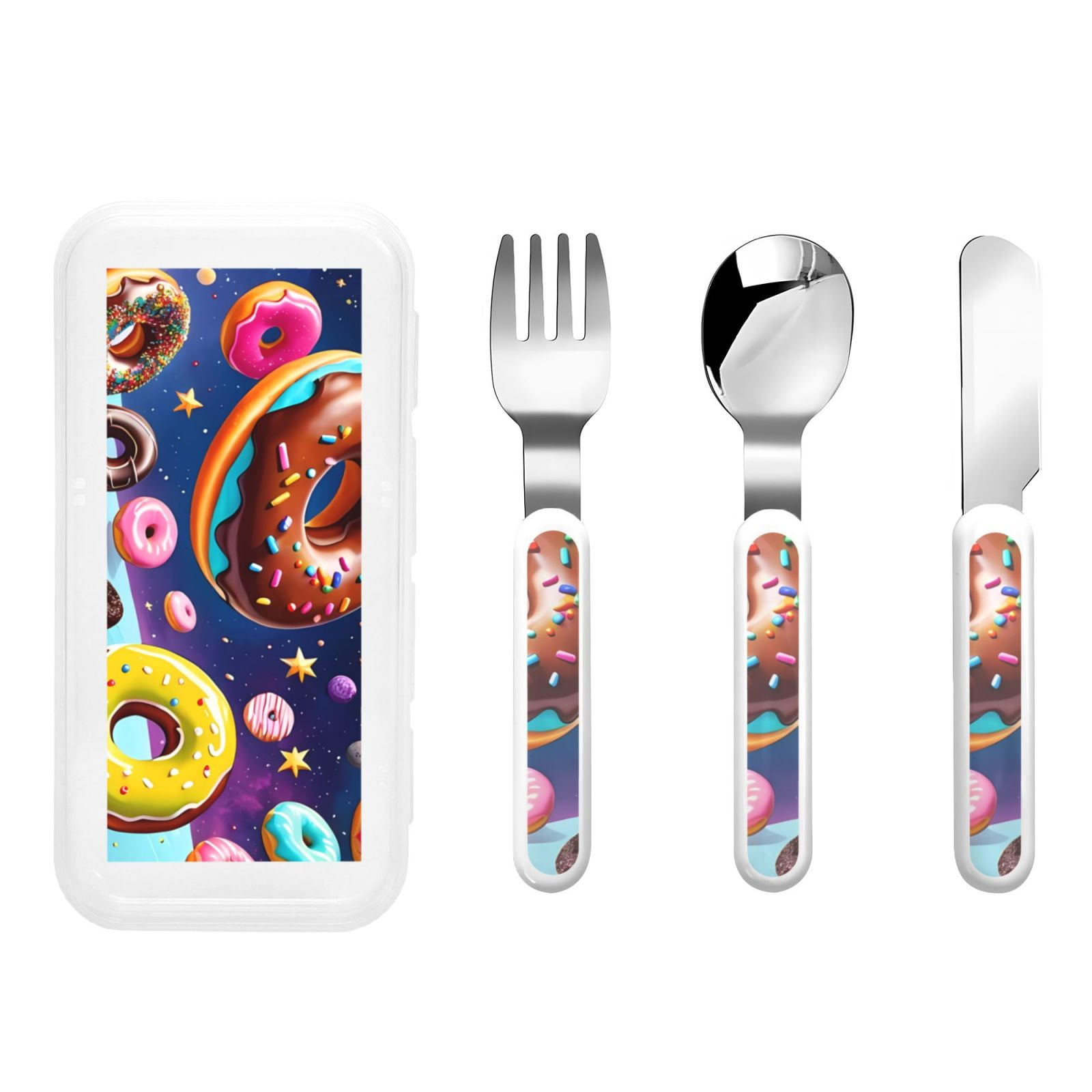 Gaeub Space Colorful Donut Print 3-Piece Children Knife Spoon Fork Set ...