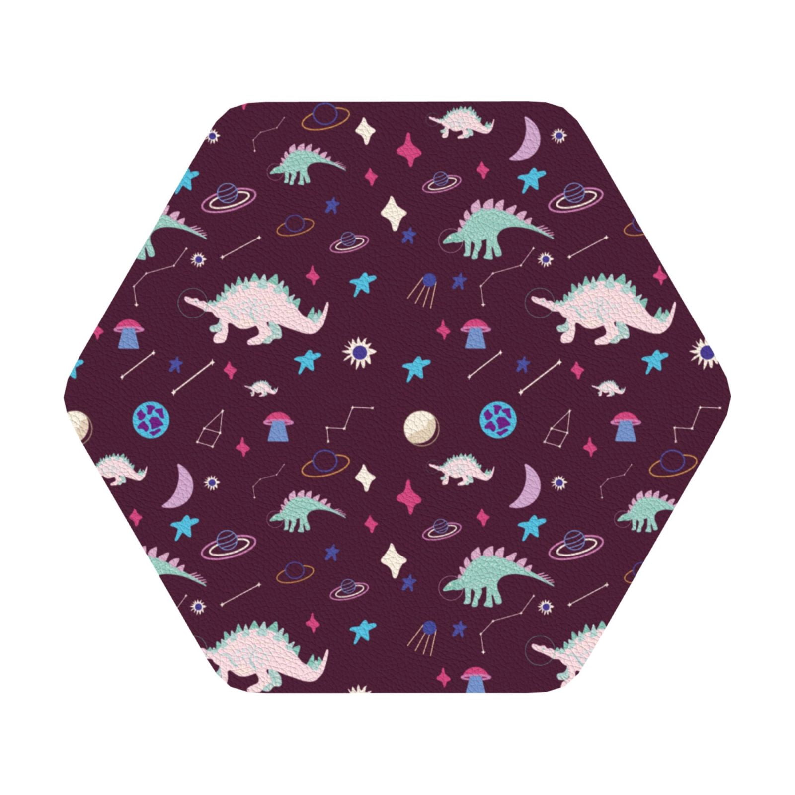 Gaeub Space Dinosaur Print 6 Pcs Leather Coasters for Drinks ,Drink ...