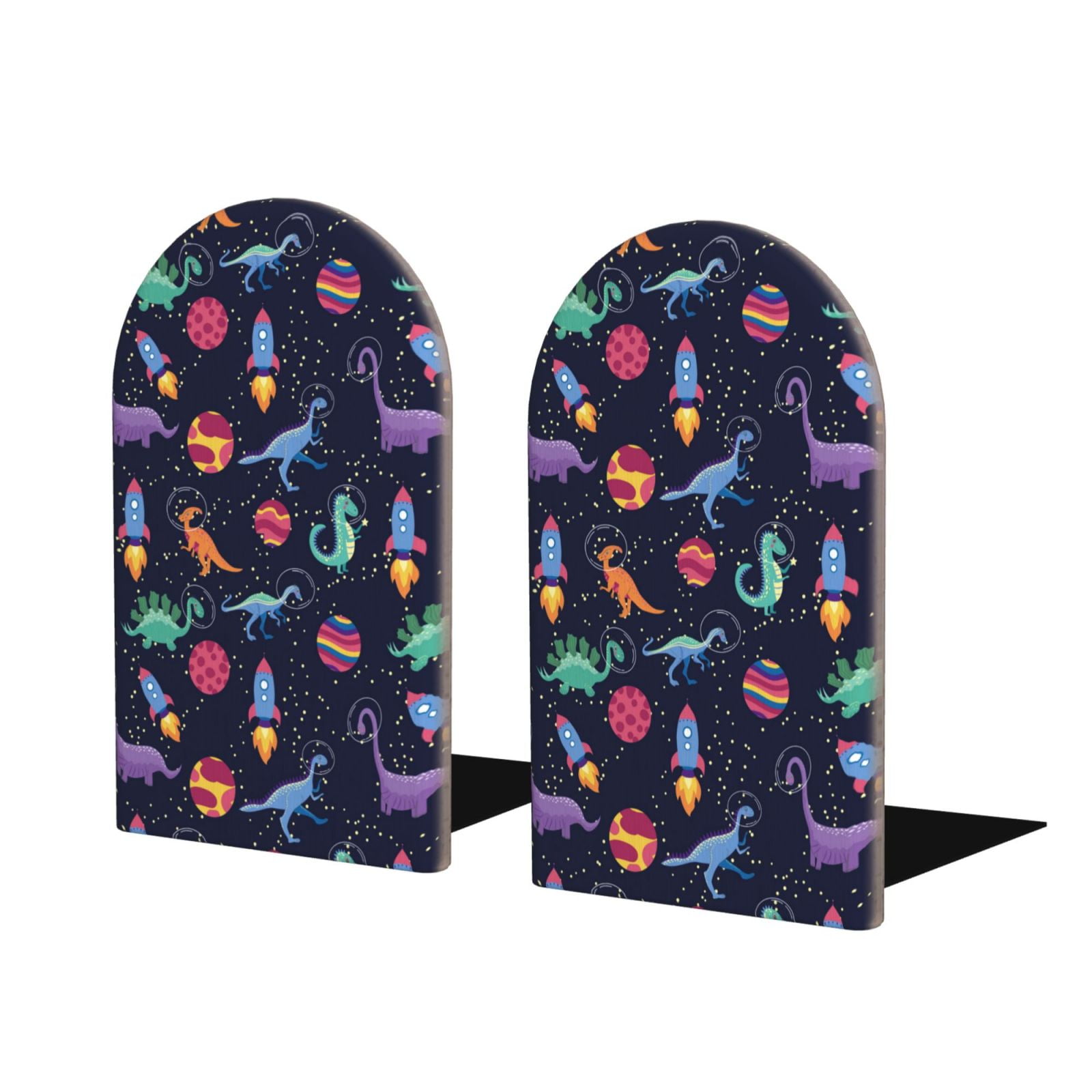 Gaeub Space Dinosaur Wood Bookends, Non-Slip Bookends, Heavy Duty ...