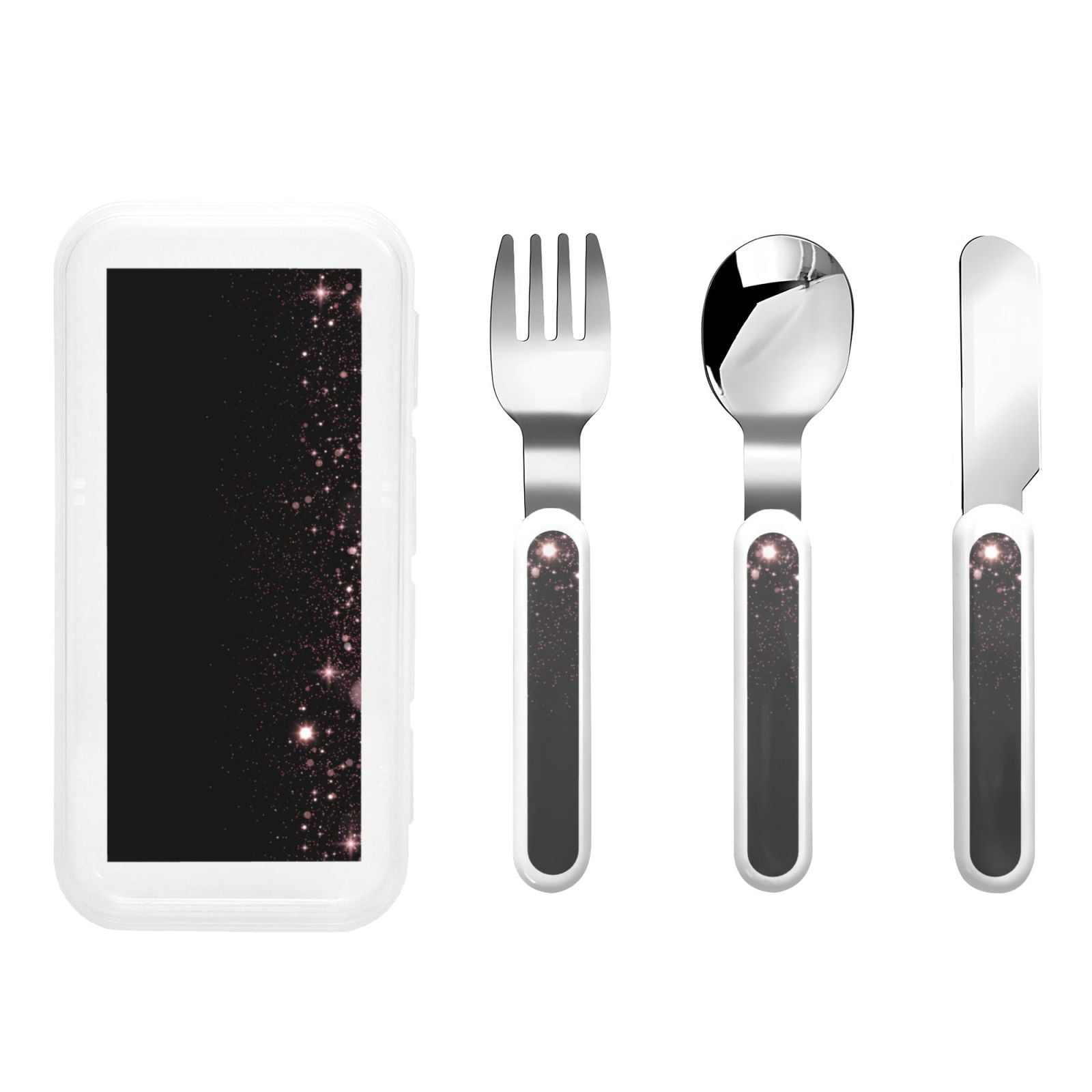 Gaeub Sparkling Pink Night Sky Print 3-Piece Children Knife Spoon Fork ...