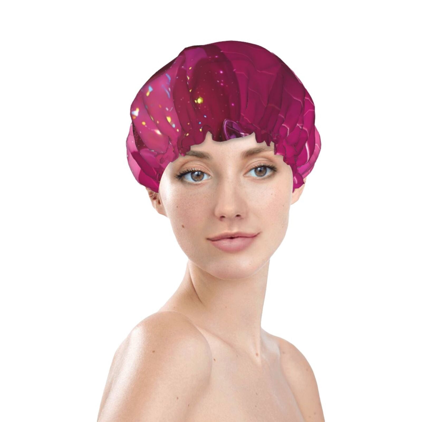Gaeub Sparkling Pink Toilet Shower Caps for Women Men,Double Waterproof ...