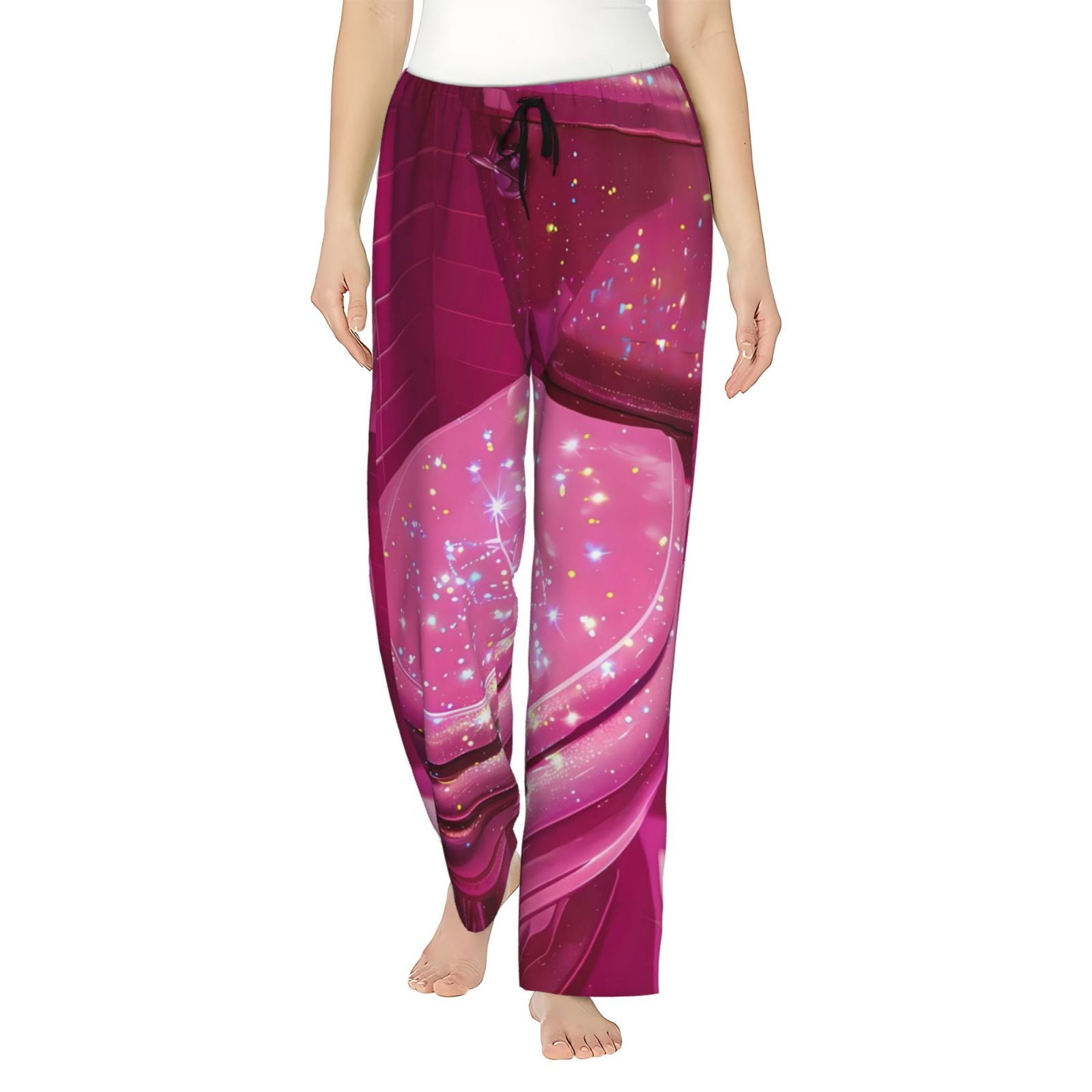 Gaeub Sparkling Pink Toilet Soft Pajama Pants for Women, Wide Leg Comfy ...