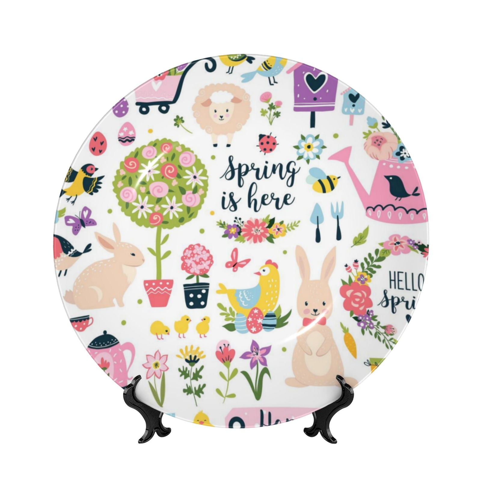 Gaeub Spring Flowers Birds Print Ceramic Plate,Dinner Plates,Bone China ...