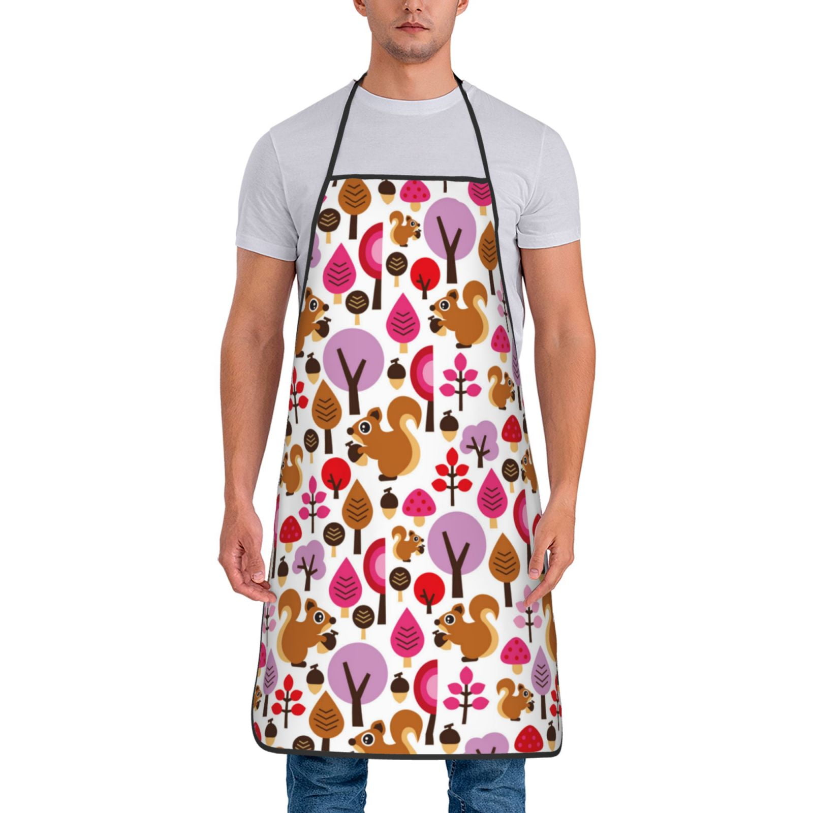 Gaeub Squirrel In The Forest Print Apron for Men and Women,Waterproof ...