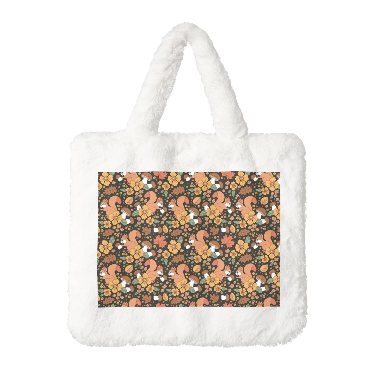 Gaeub Squirrel Mushroom Yellow Flower Printed Plush Underarm Bag ...