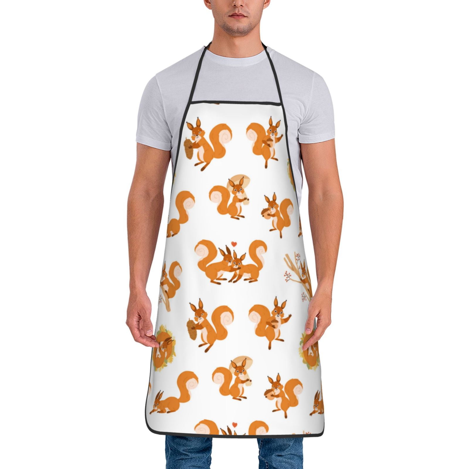 Gaeub Squirrel Playing Print Apron for Men and Women,Waterproof Apron ...