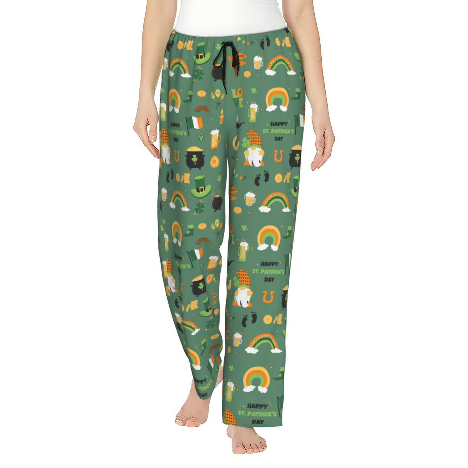 Gaeub St. Patrick's day Print Soft Pajama Pants for Women, Wide Leg ...