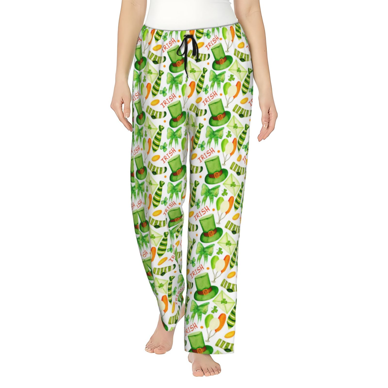 Gaeub St. Patrick's day Print Soft Pajama Pants for Women, Wide Leg ...