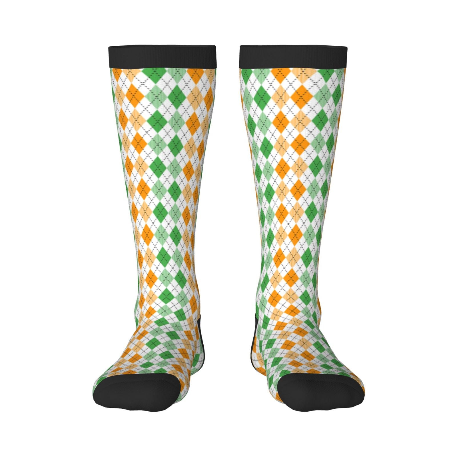Gaeub St. Patrick's day argyle Printed Design Socks Stretchy High Tube ...