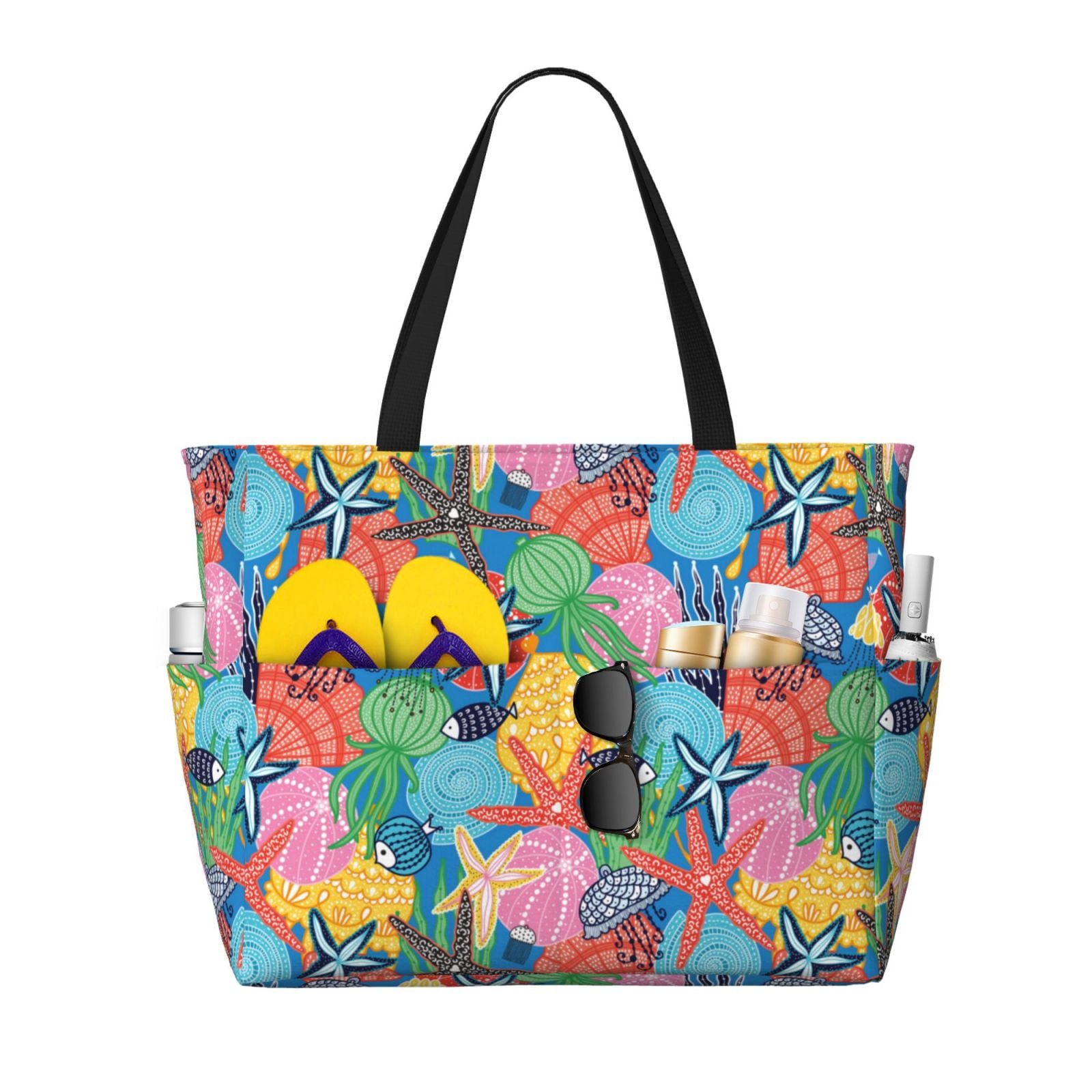 Gaeub Starfish And Algae Print Beach Bag,Large Tote Bag,Waterproof ...