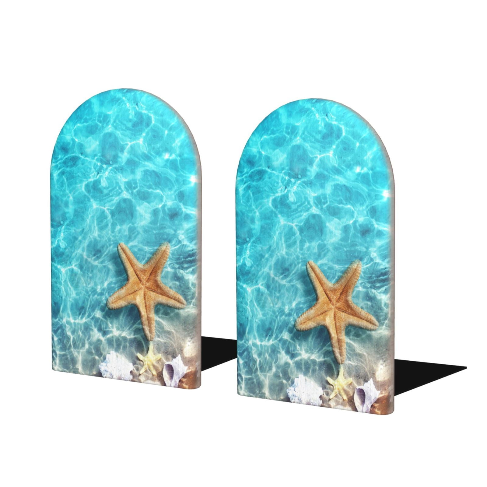 Gaeub Starfish And Seashell On The Beach 1 Wood Bookends, Non-Slip ...