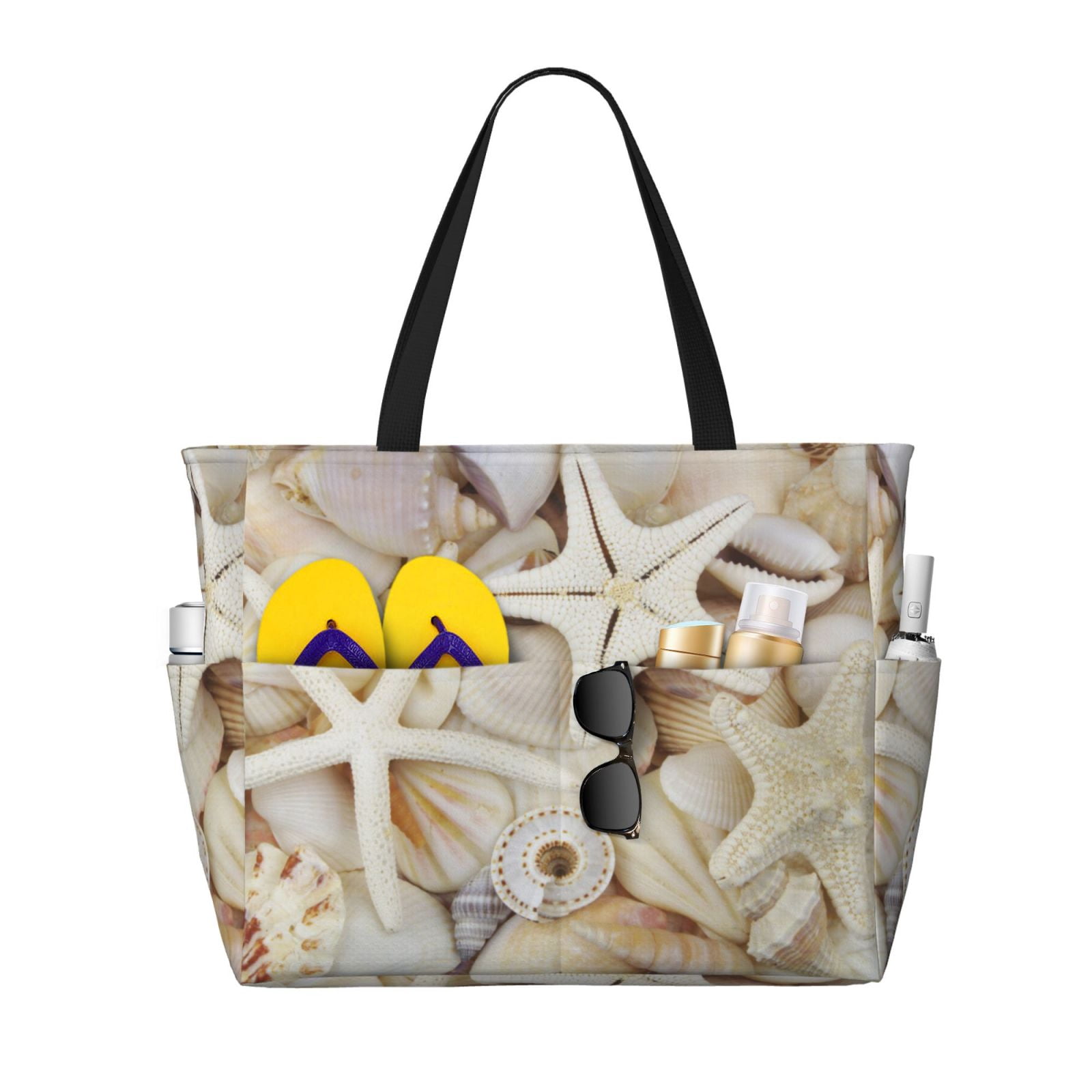 Gaeub Starfishes On Seashells Print Beach Bag,Large Tote Bag,Waterproof ...