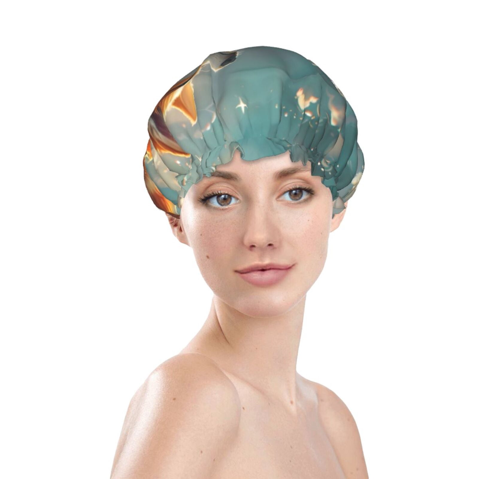 Gaeub Starry Sky Cloud Fox Shower Caps for Women Men,Double Waterproof ...
