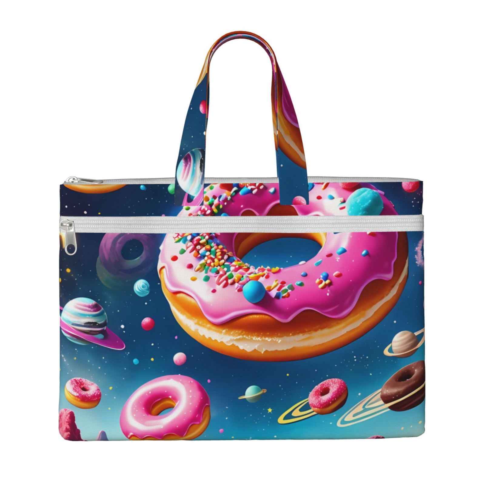 Gaeub Starry Sky Colorful Donut Print Canvas Tote File Bag,Laptop Tote ...