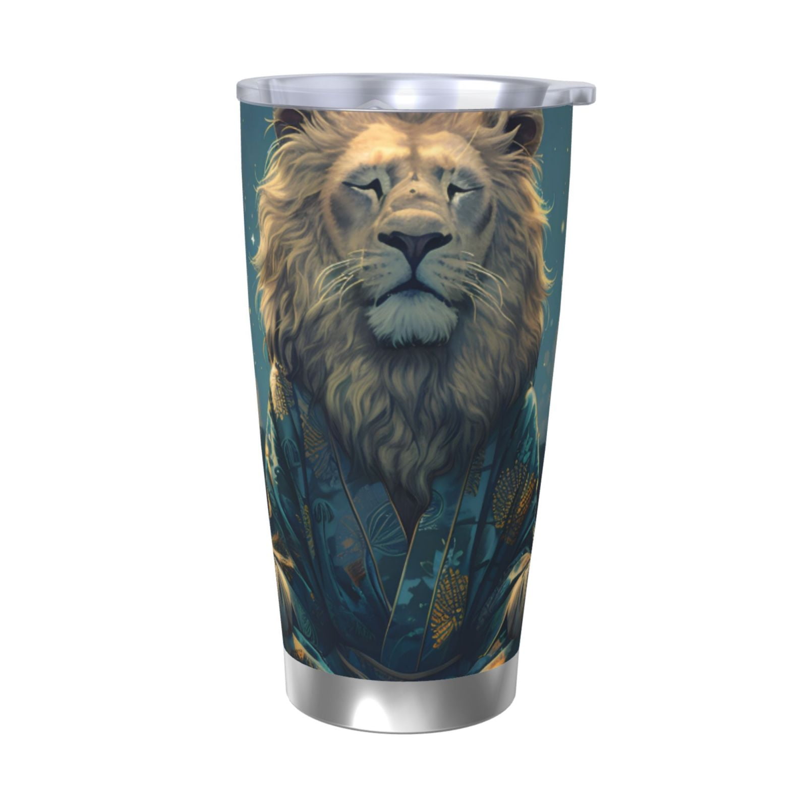 Gaeub Starry Sky Meditating Lion Print 20-Ounce Stainless Steel Car Cup ...