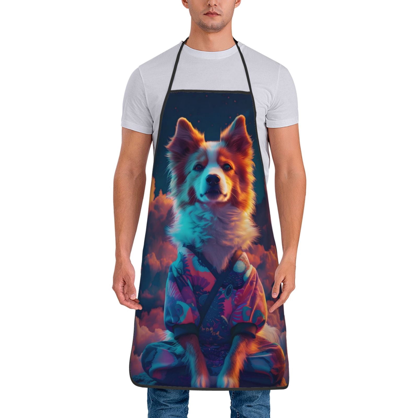 Gaeub Starry Sky White Cloud Puppy Print Apron for Men and Women ...