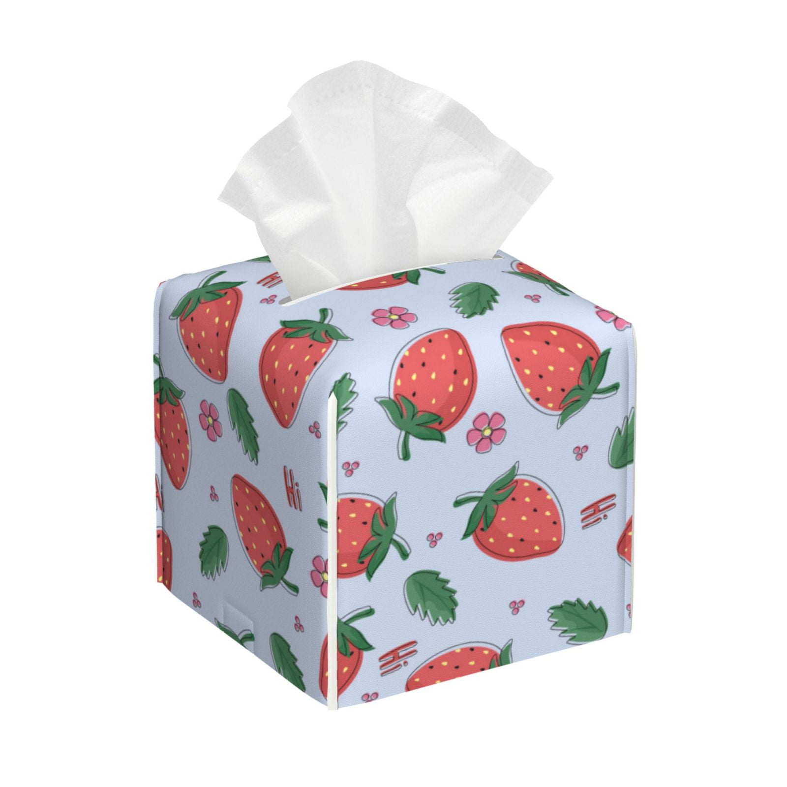 Gaeub Strawberries Print Leather Tissue Box Cover Square,Tissue Holder ...