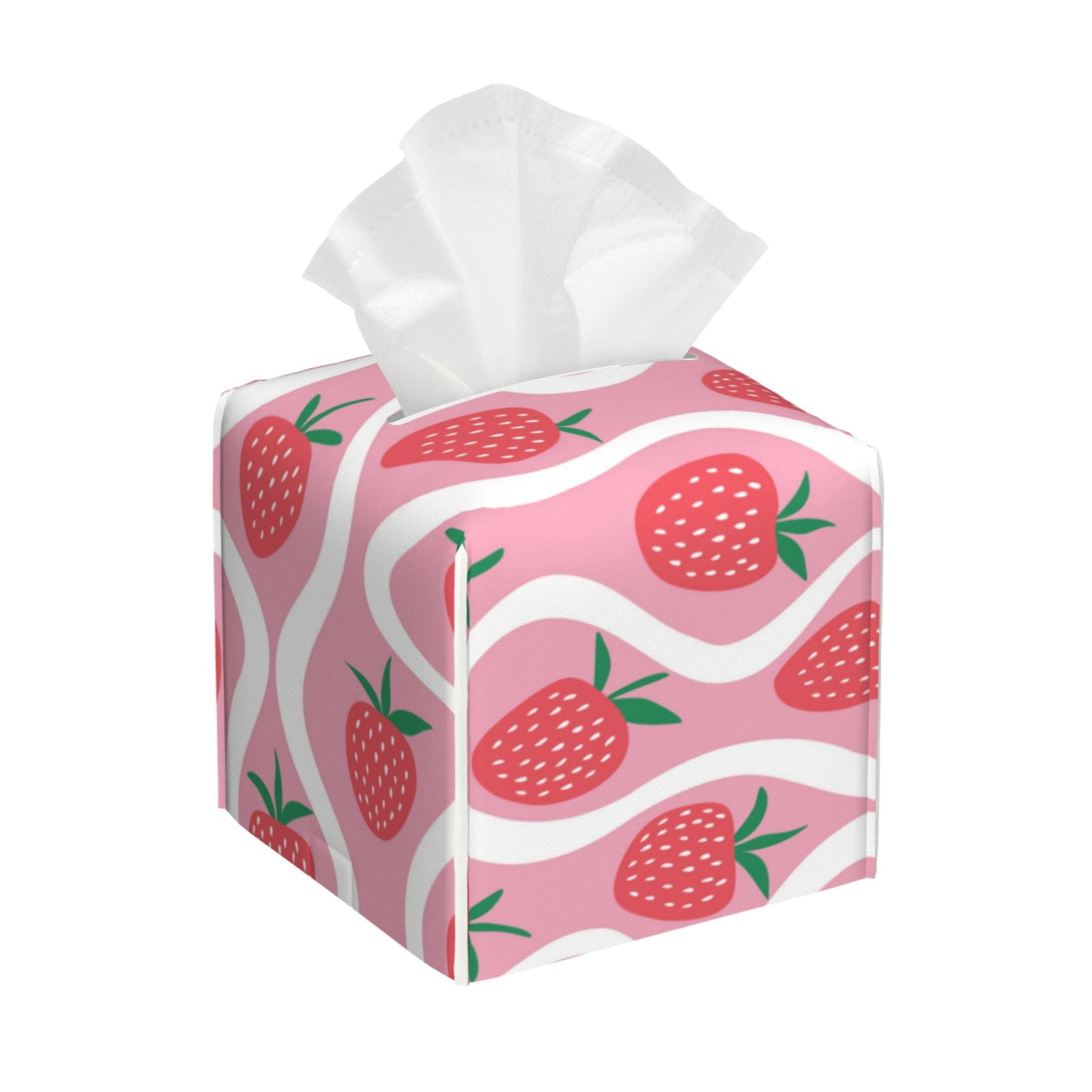 Gaeub Strawberries Print Leather Tissue Box Cover Square,Tissue Holder ...