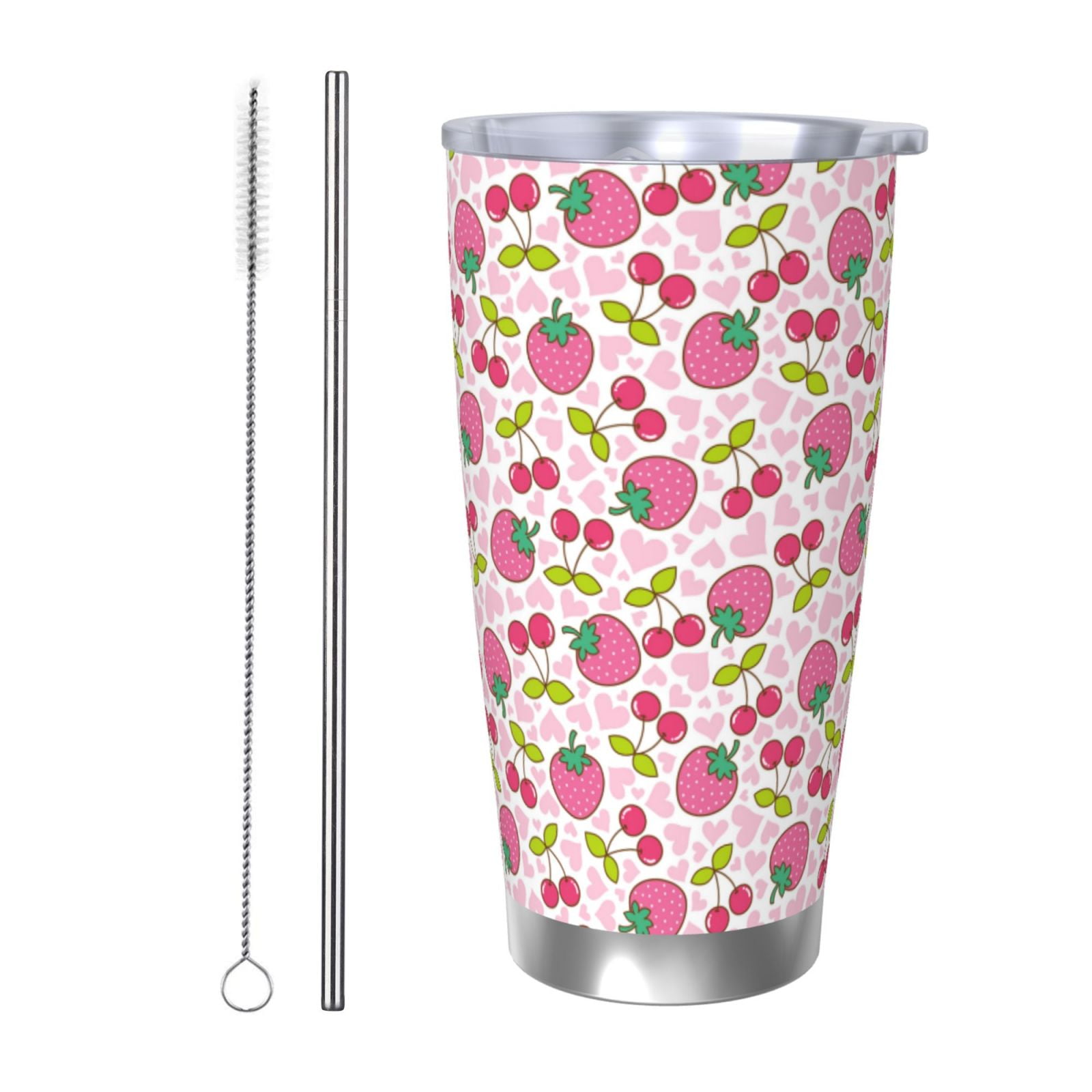 Gaeub Strawberry And Cheery Print 20-Ounce Stainless Steel Car Cup ...