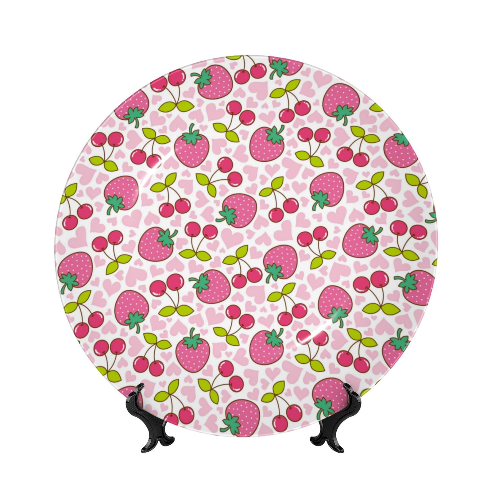 Gaeub Strawberry And Cheery Print Ceramic Plate,Dinner Plates,Bone ...