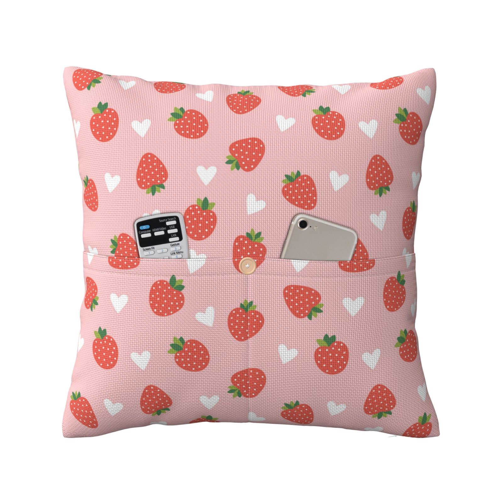 Gaeub Strawberry Print Linen Decorative Throw Pillow Cover, Linen ...