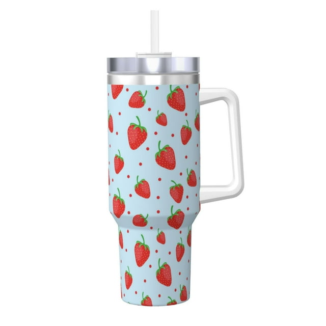 Gaeub Strawberry Print Stainless Steel Hot/Cold Coffee Cup,40oz Ice ...