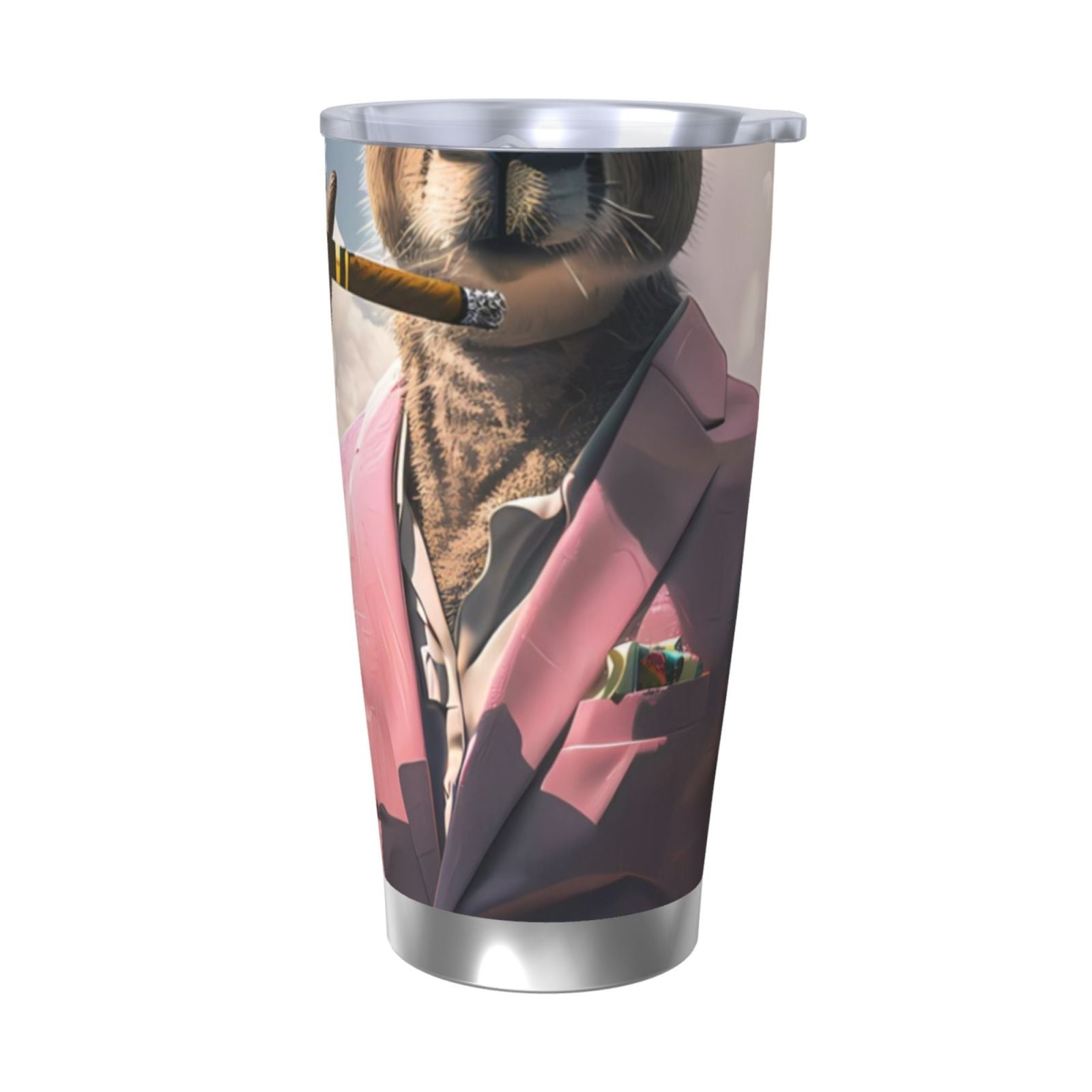 Gaeub Stylish Kangaroo In Suit Print 20-Ounce Stainless Steel Car Cup ...