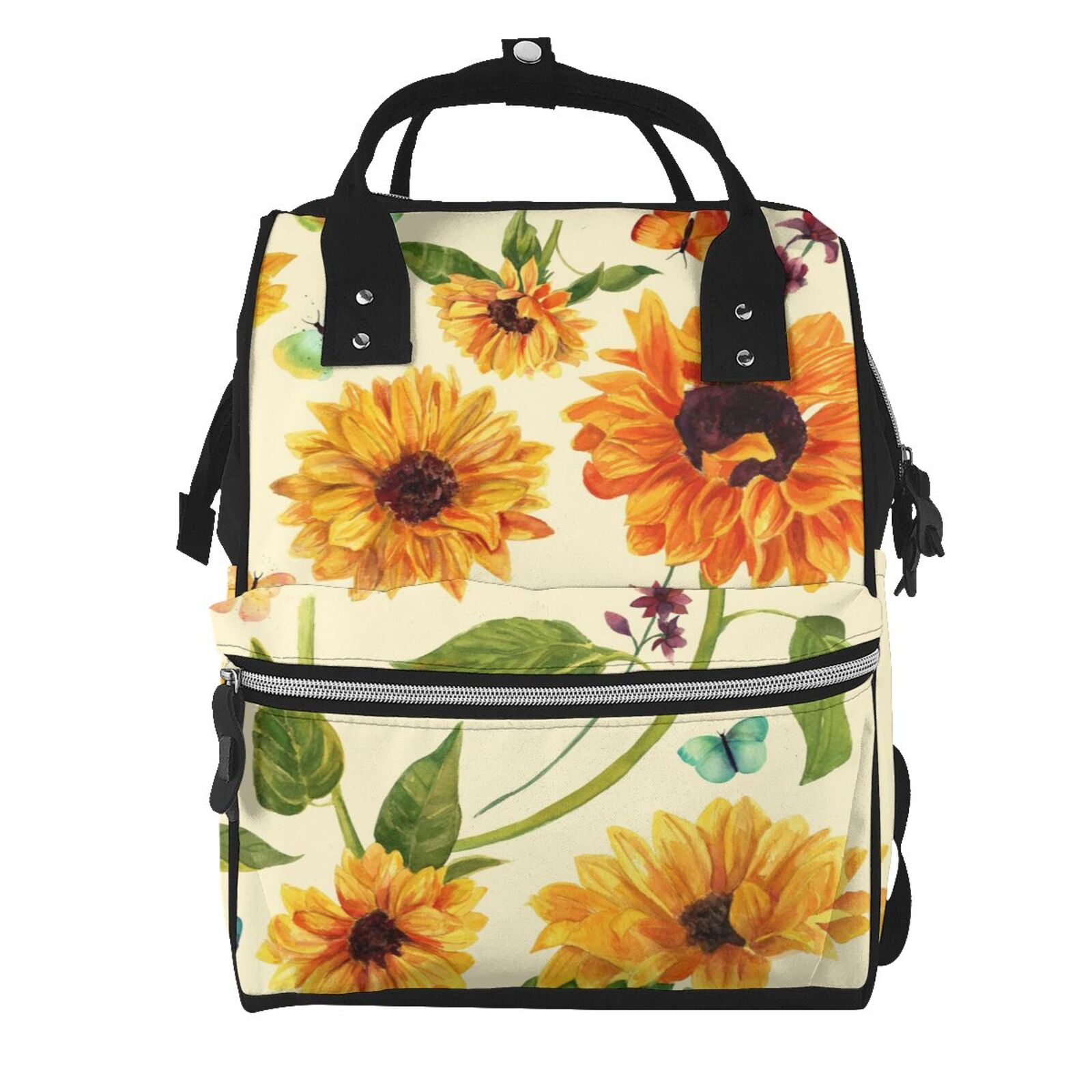 Gaeub Sunflowers And Butterflies Print Mummy Diaper Bag Backpack ...