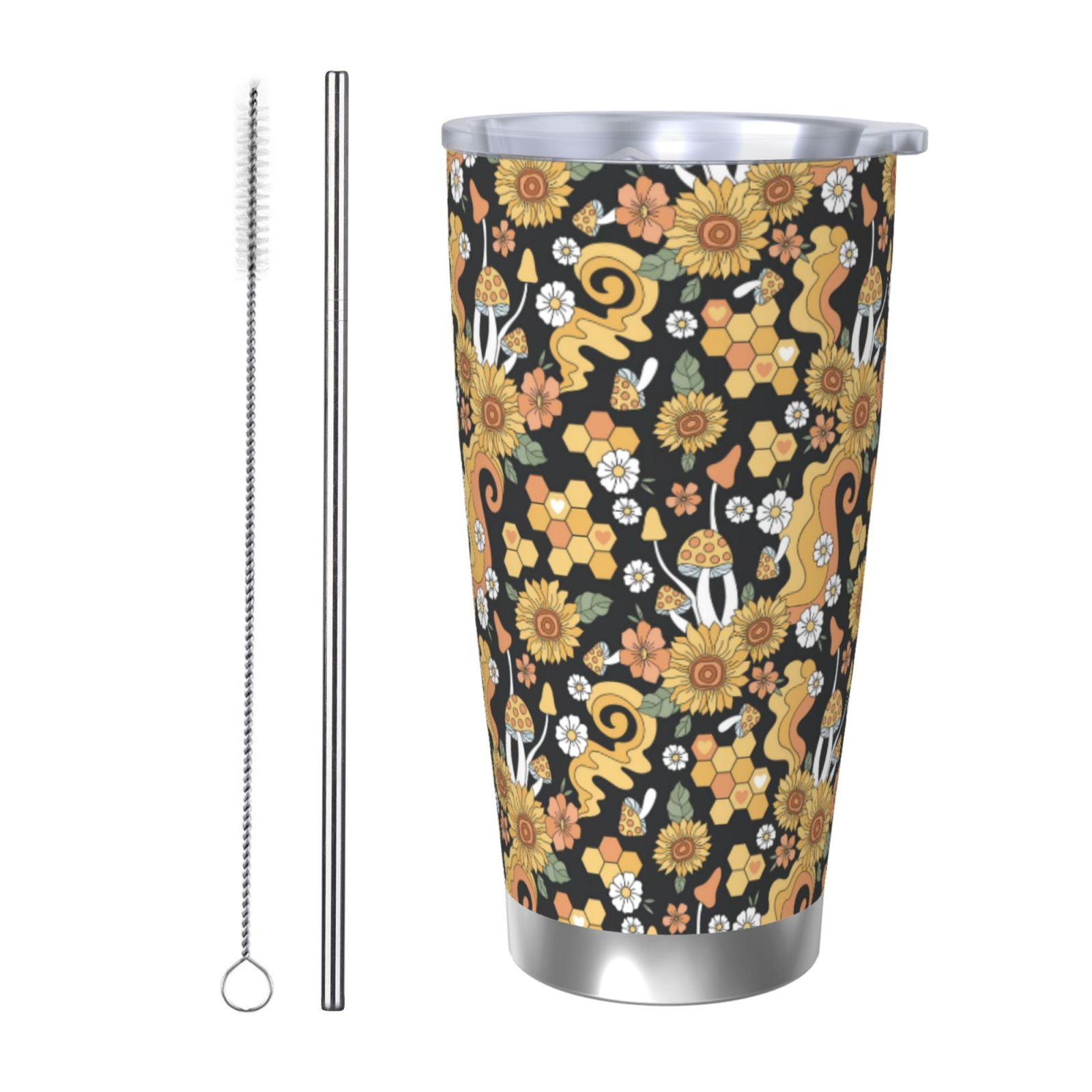 Gaeub Sunflowers Bee Print 20-Ounce Stainless Steel Car Cup,Tumblers ...