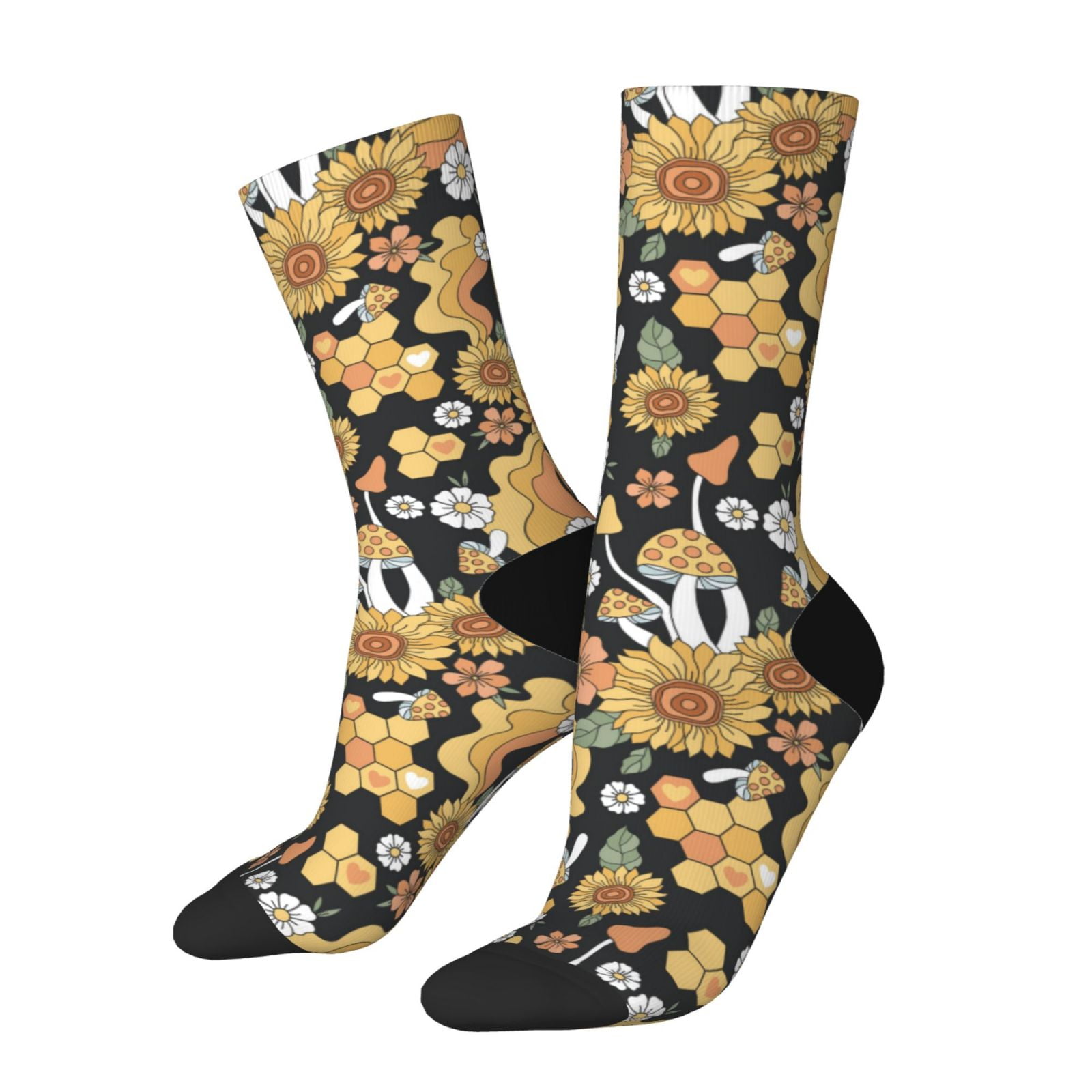 Gaeub Sunflowers Bee Print Adult Crew Socks,Mid-Calf Socks,Stylish ...