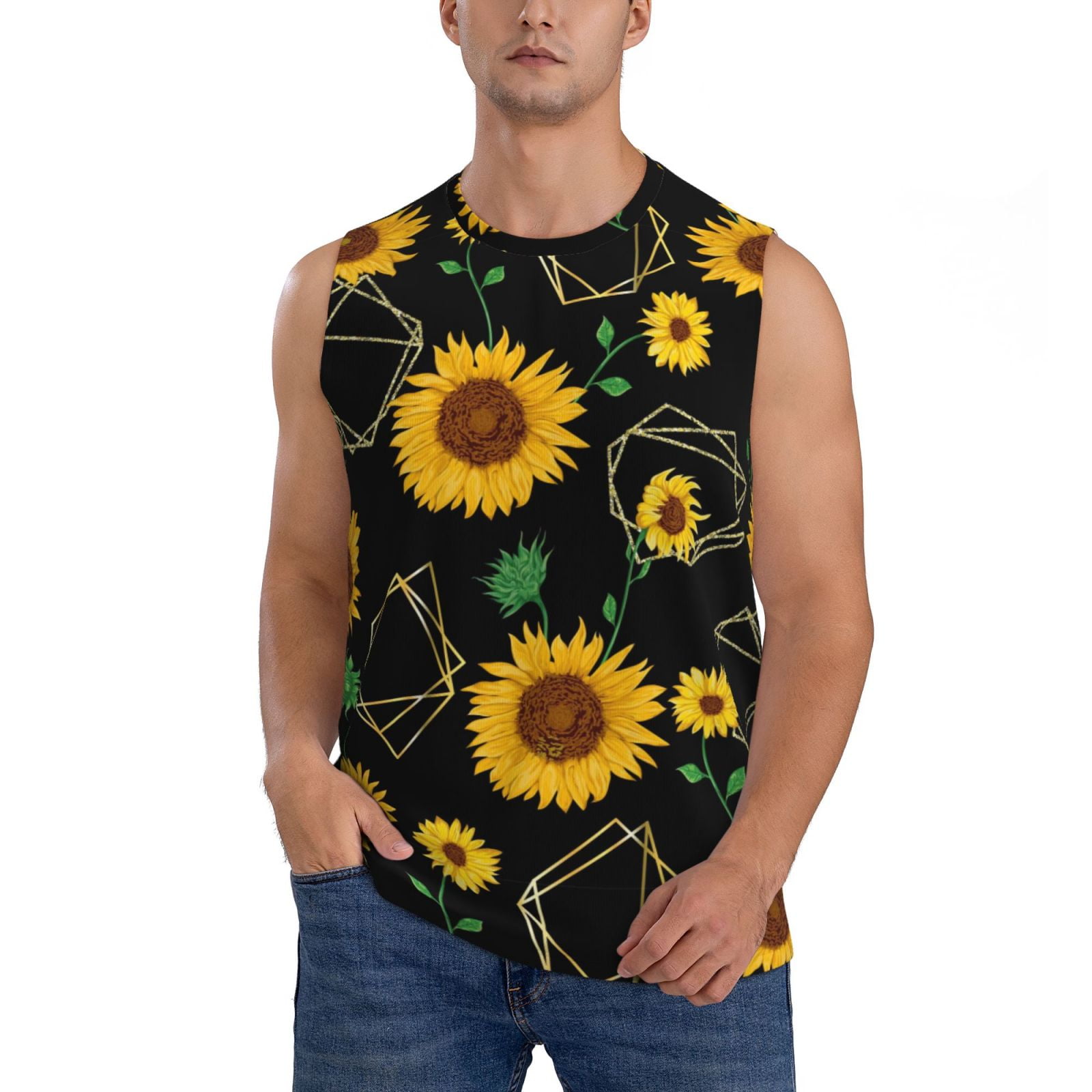 Gaeub Sunflowers3 Men's Sleeveless Muscle Shirts Workout Tank Tops ...