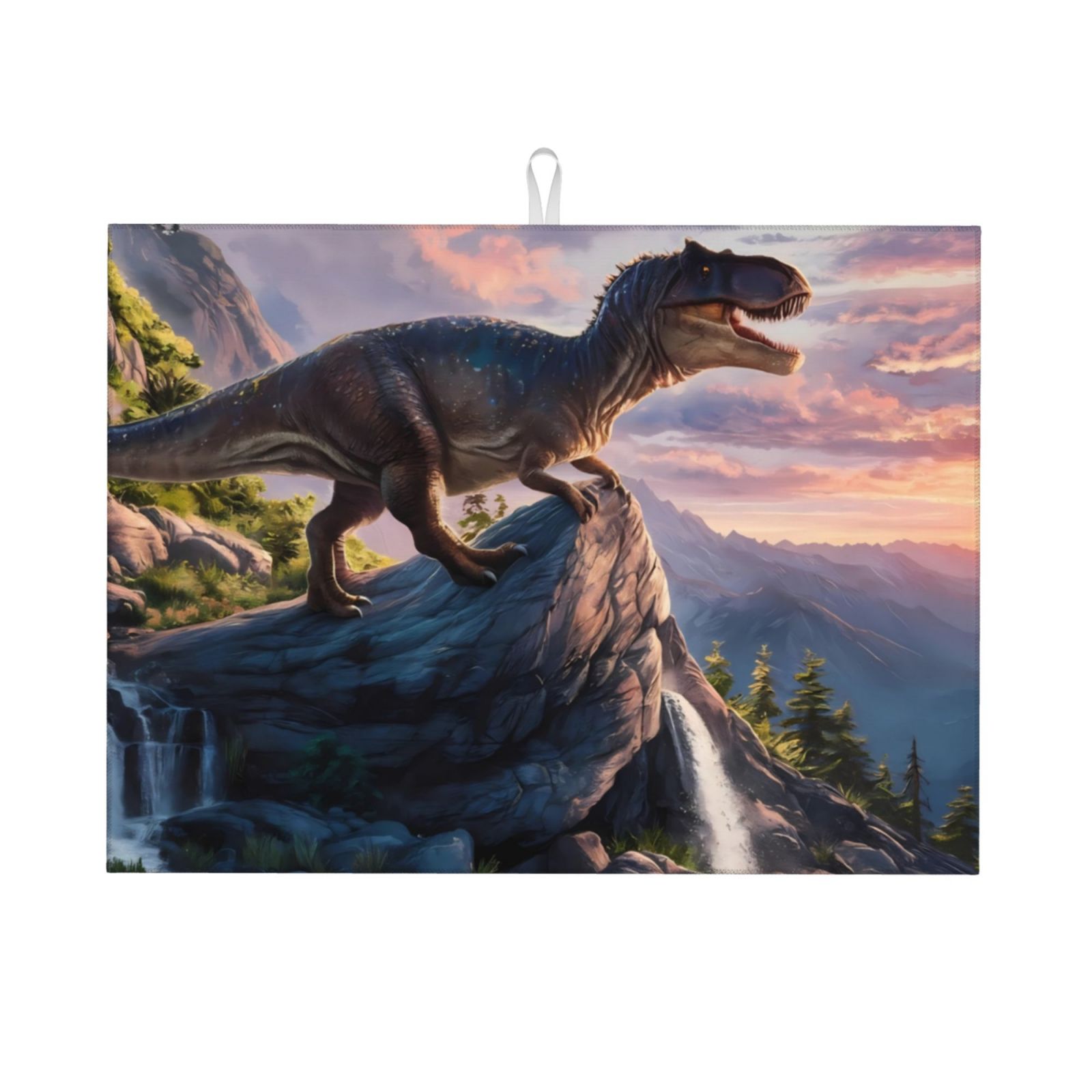 Gaeub Sunset Cliff Dinosaur Print Dish Drying Mats For Kitchen Counter ...