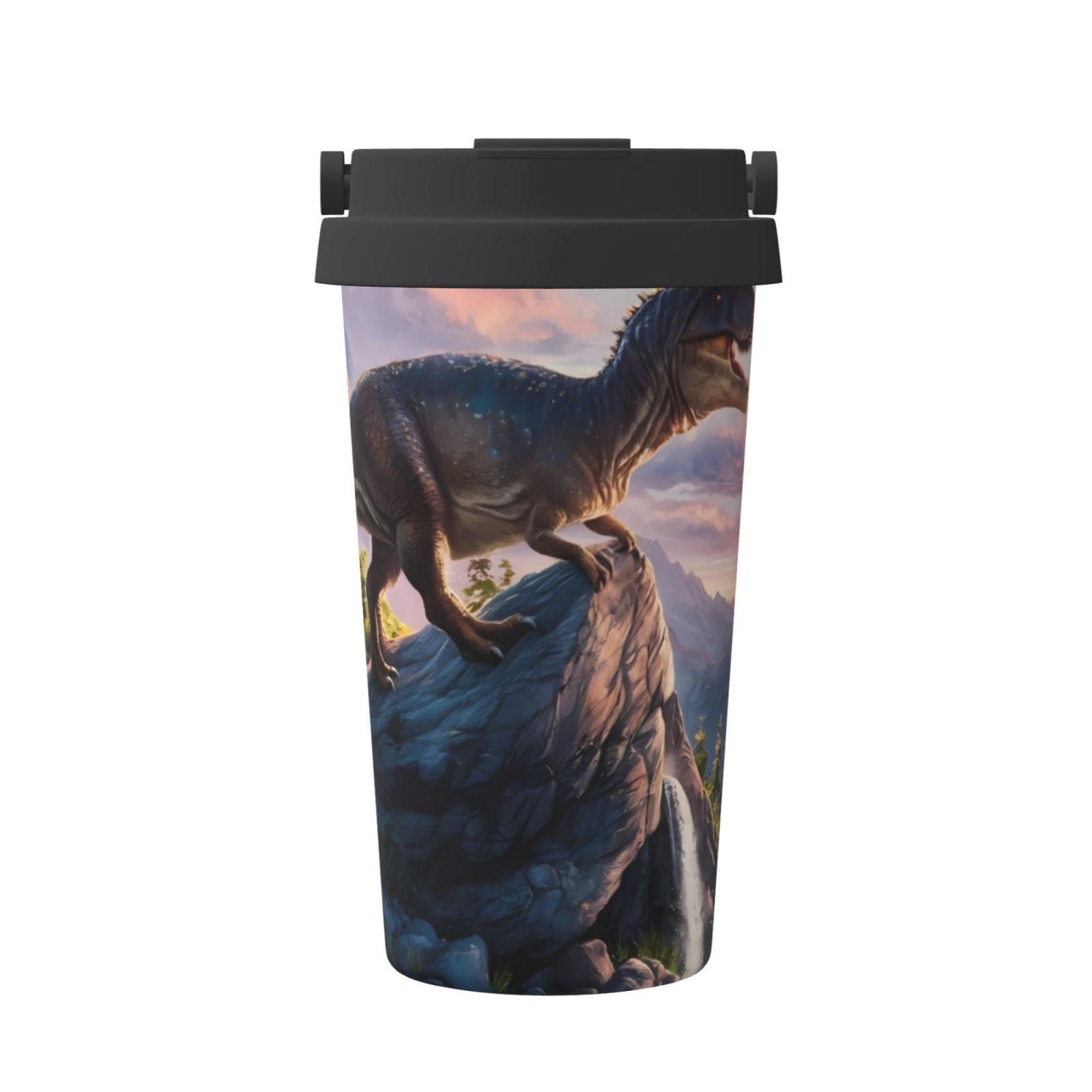 Gaeub Sunset Cliff Dinosaur Print Travel Mug, Insulated Coffee Mug with ...